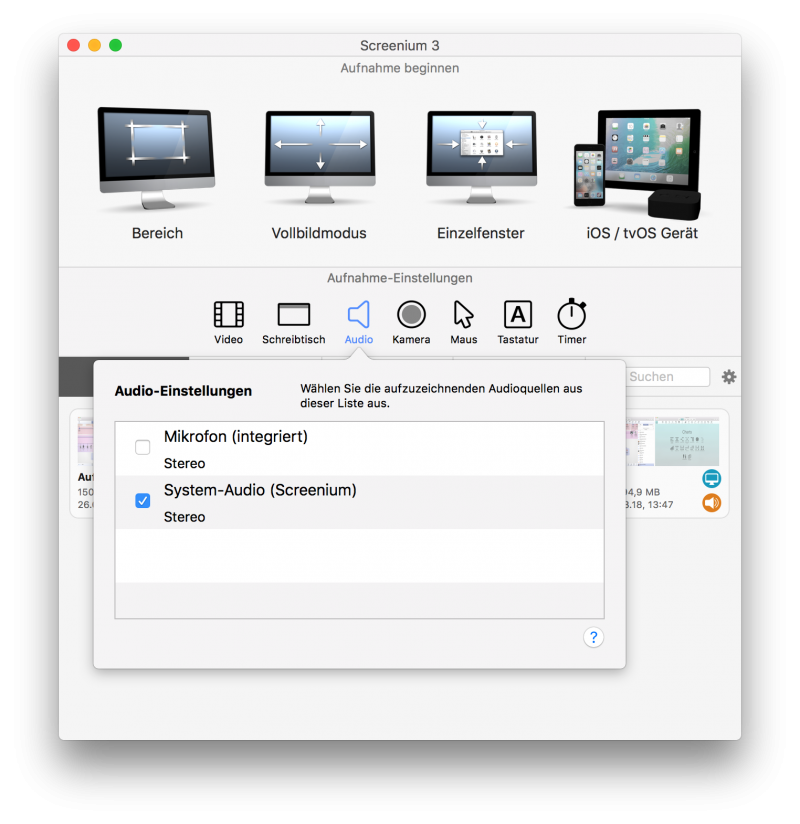 Synium » Wie kann ich mit Screenium Ton aufnehmen (ab Version 3.2)?
