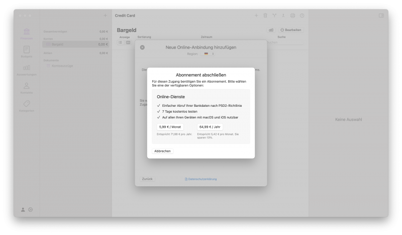 Synium » Wie abonniere ich die Online-Dienste in iFinance 5?